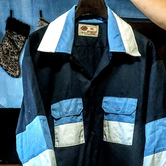 Dickies | Shirts | Vintage Dickies Color Block Mechanic Work Button ...